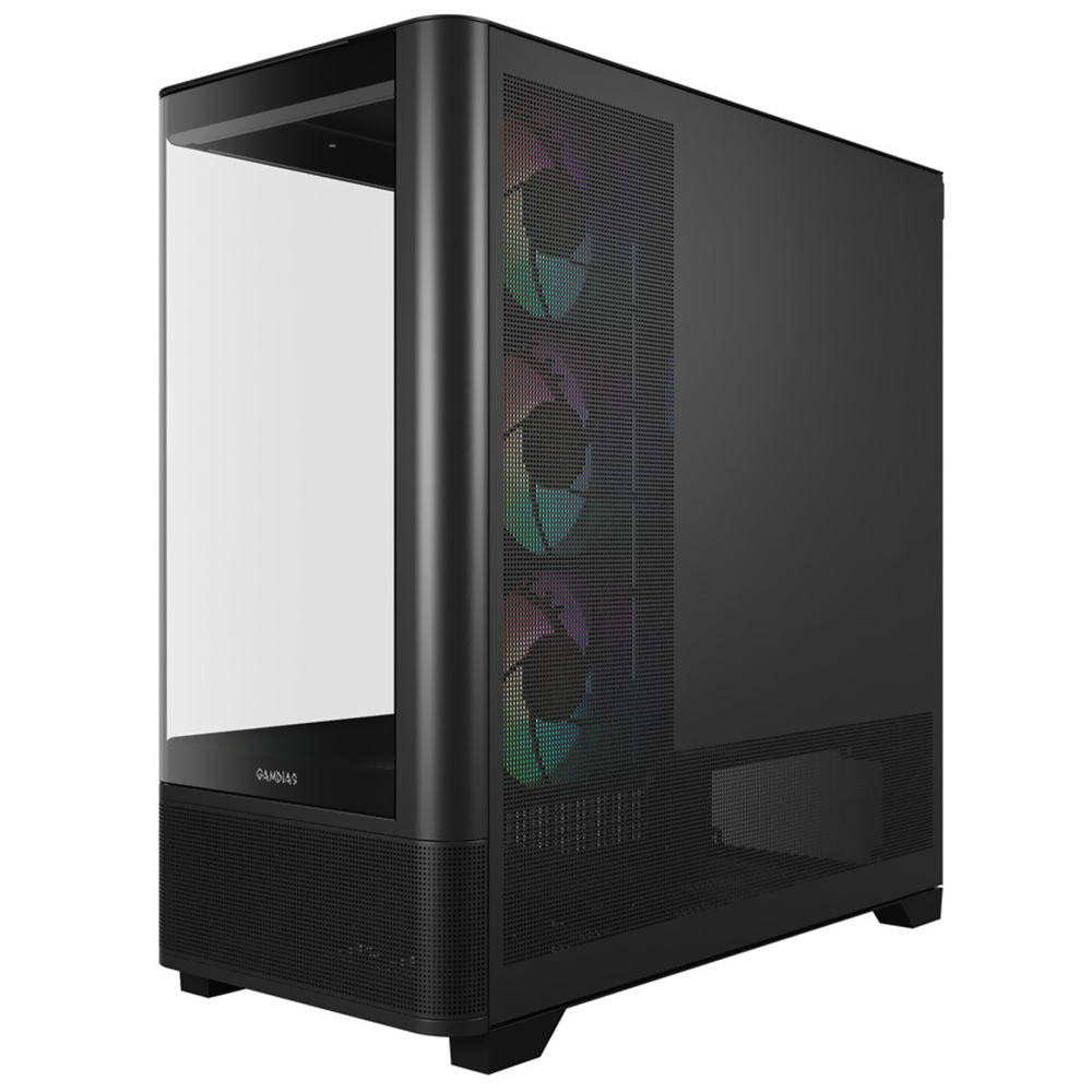 Gabinete Gamer Gamdias Aura Atlas P2 CG Mid Tower 4 Cooler ARGB Negro