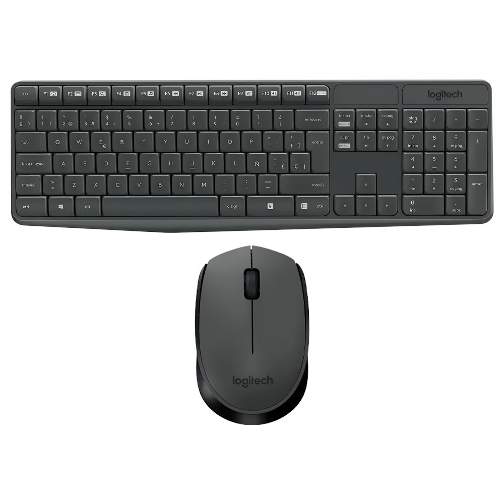 Teclado + Mouse Logitech MK235 Wireless Español Gris Negro (920-007901)