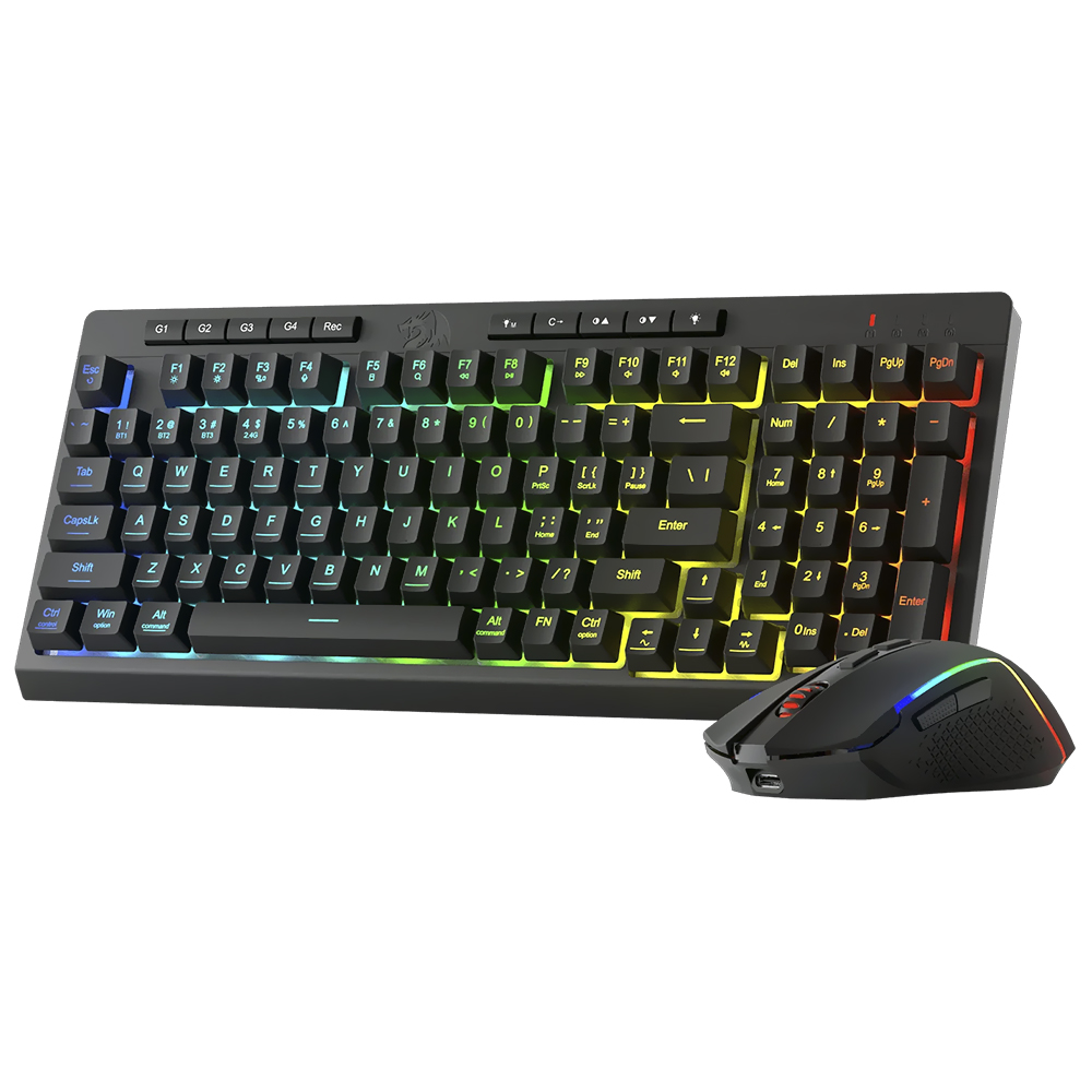 Teclado Gamer Redragon S142 Rylo Pro Combo Wireless RGB Inglés Negro